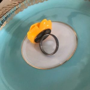 Vintage | Jewelry | Vintage Yellow Rose Lucite Ring | Poshmark